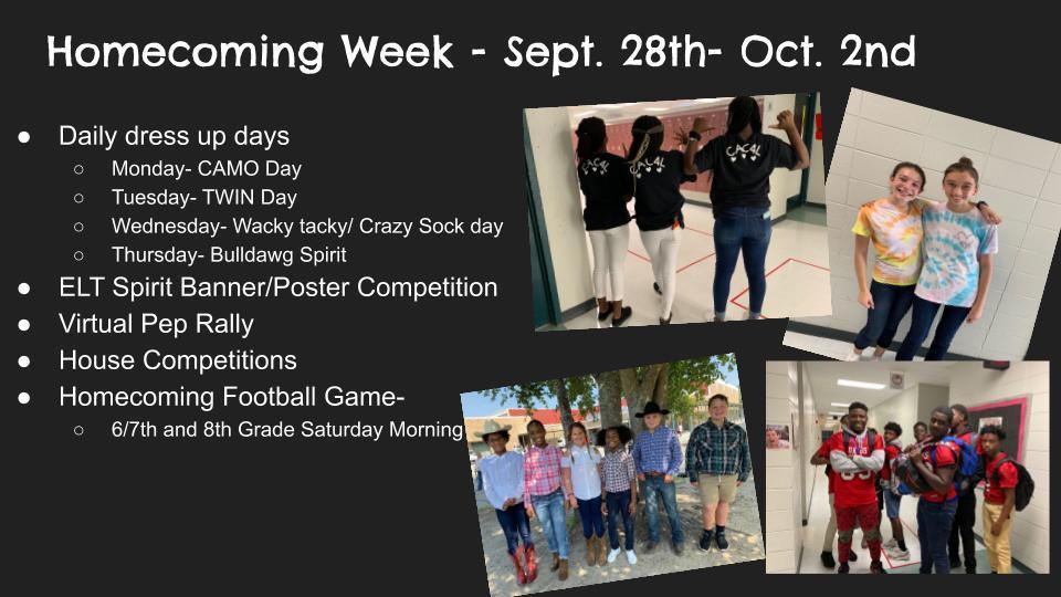 Homecoming Week Sept 28th - Oct. 2nd | Waycross Middle School