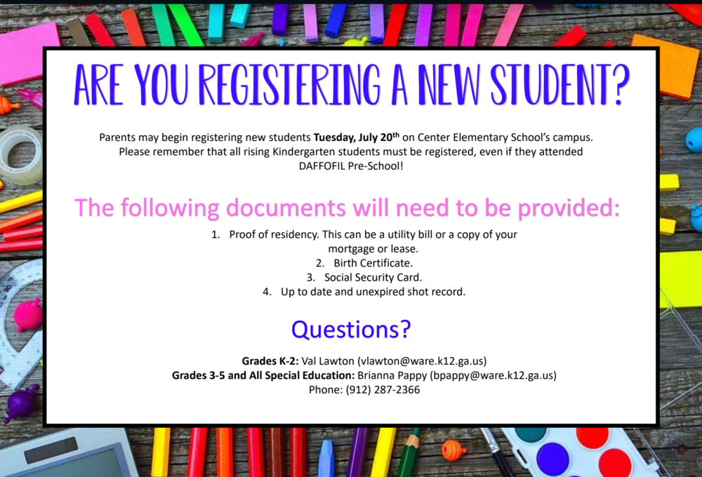 Early Registration is Open Now | Center Elementary School